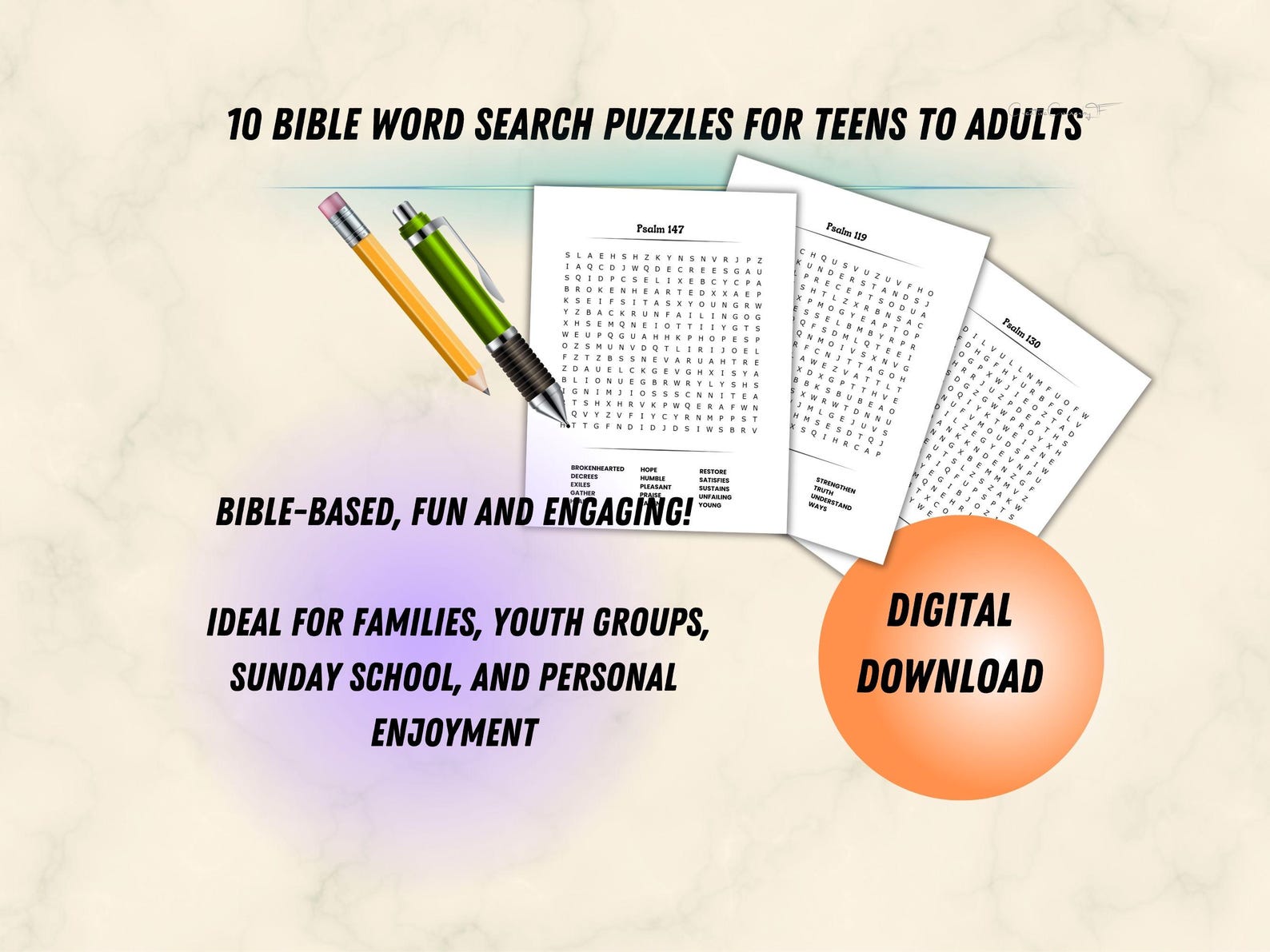 Book of Psalms Word Search Puzzles: Printable Bible Games (digital ...