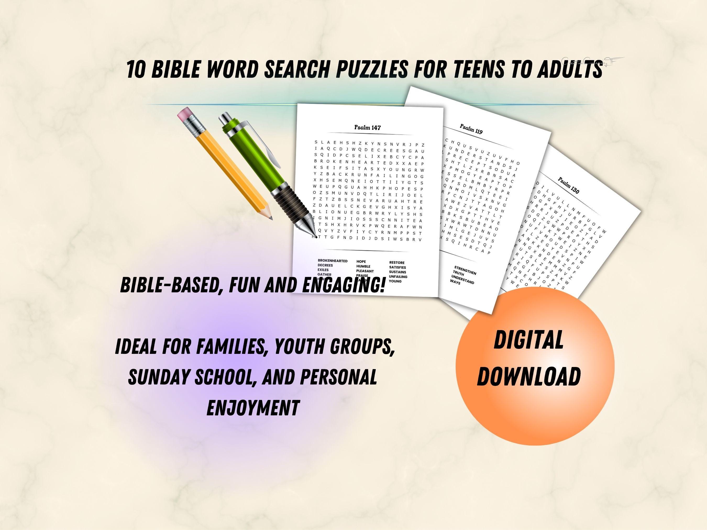 Book of Psalms Word Search Puzzles: Printable Bible Games (digital ...