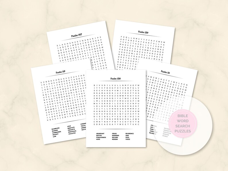 Book of Psalms Word Search Puzzles: Printable Bible Games (digital ...