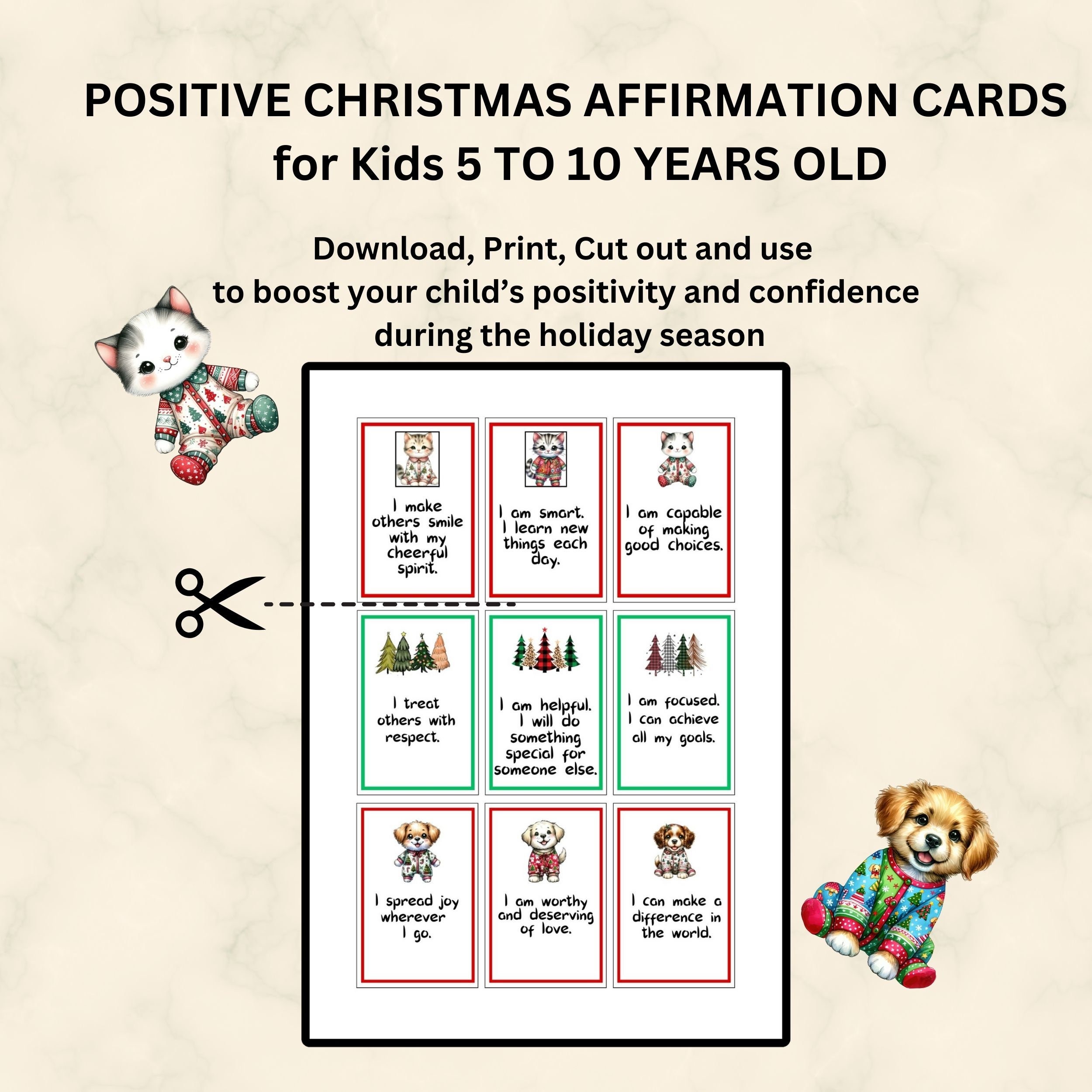 Christmas Affirmation Cards for Kids: Positive Mindset (PDF Download ...