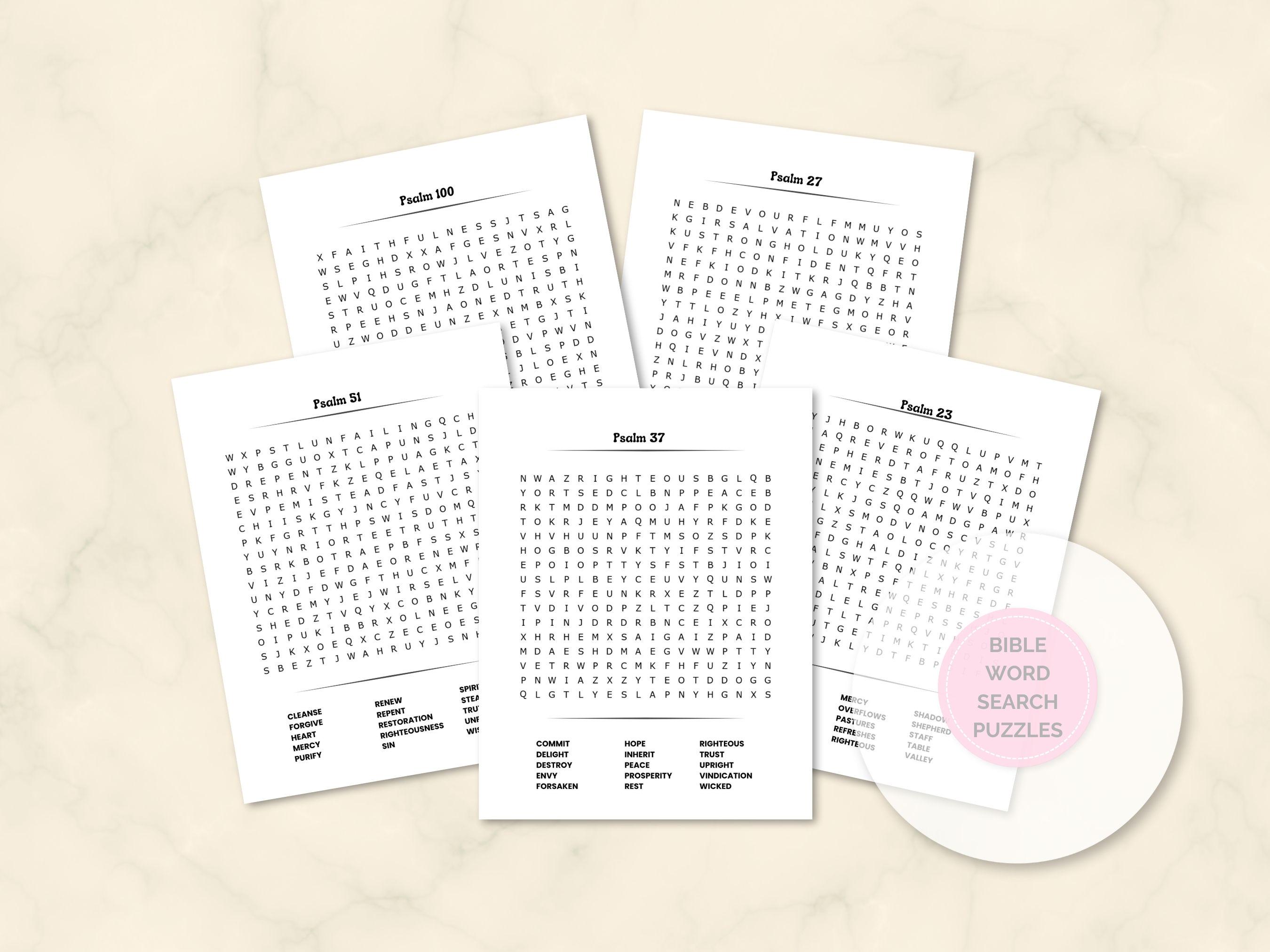 Book of Psalms Word Search Puzzles: Printable Bible Games (digital ...