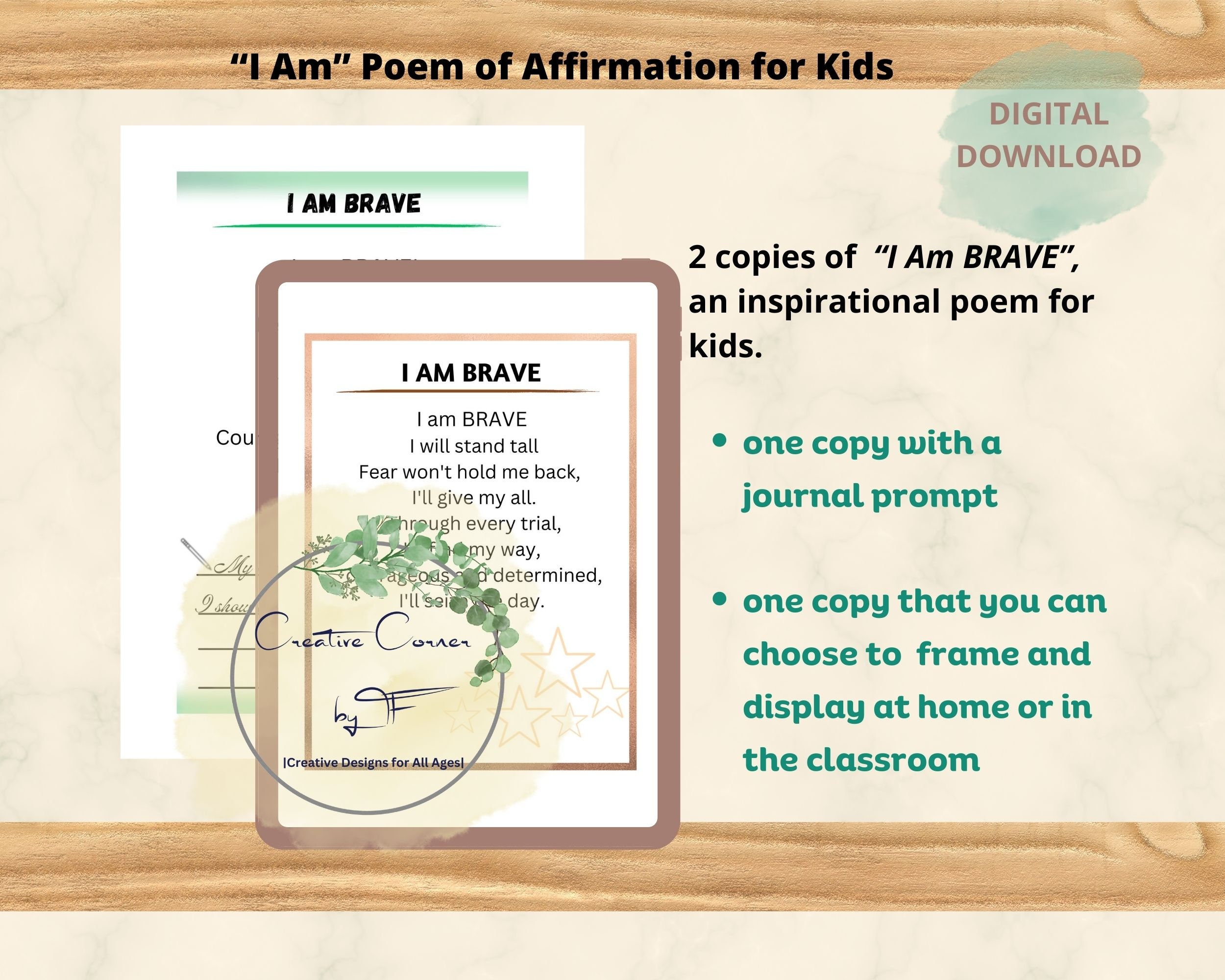 I Am Brave, Inspirational Poem for Kids, Positive Affirmation, Rhyming ...