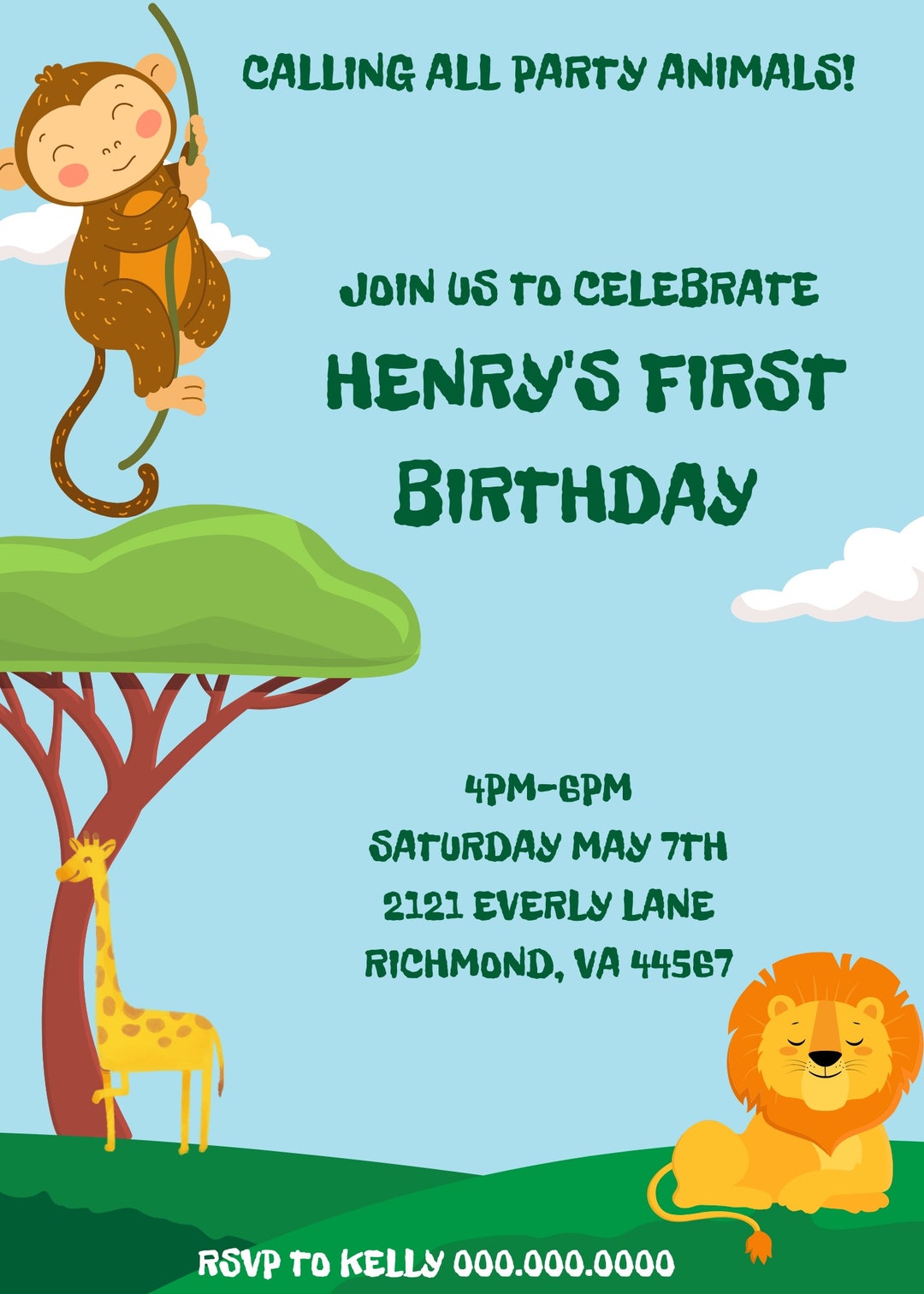 SAFARI BIRTHDAY INVITATION - Etsy