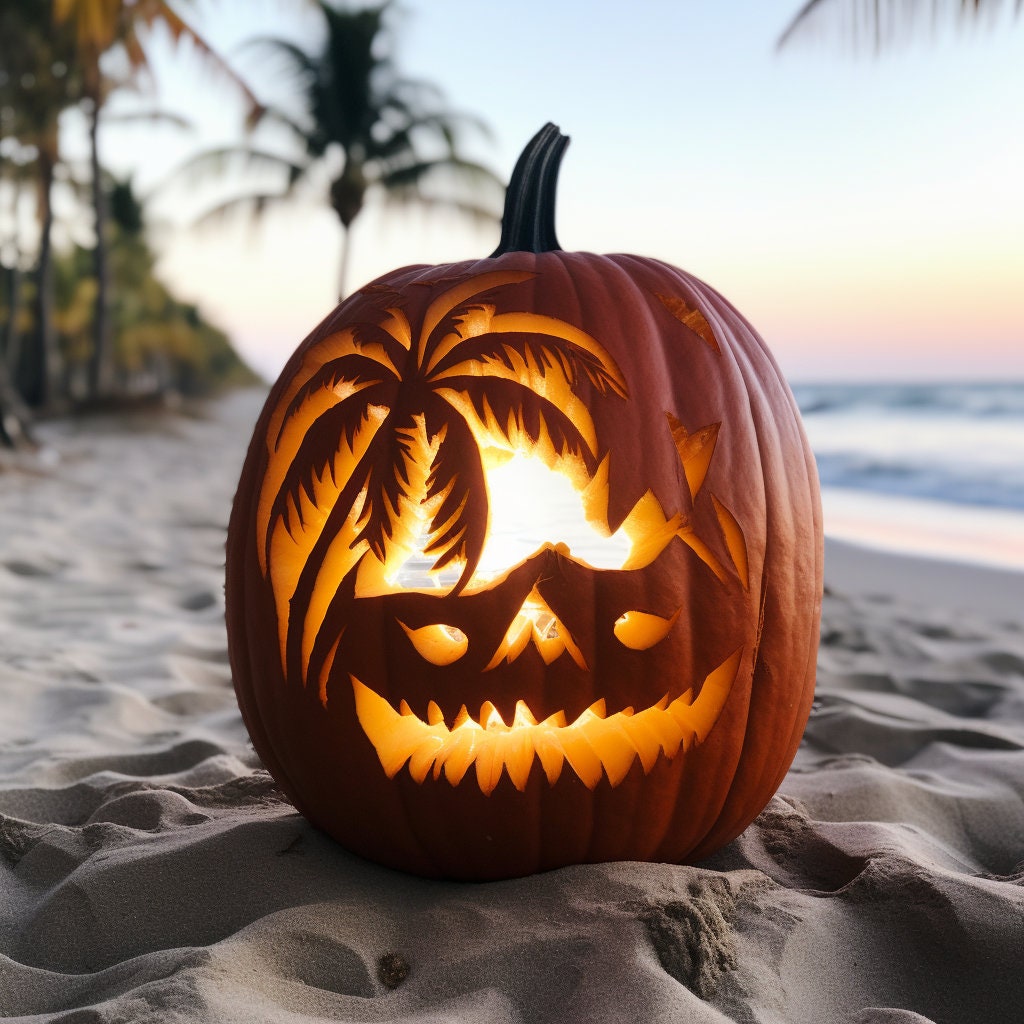 Halloween Print Set of 5, Island Halloween Print, Beach Halloween Print ...