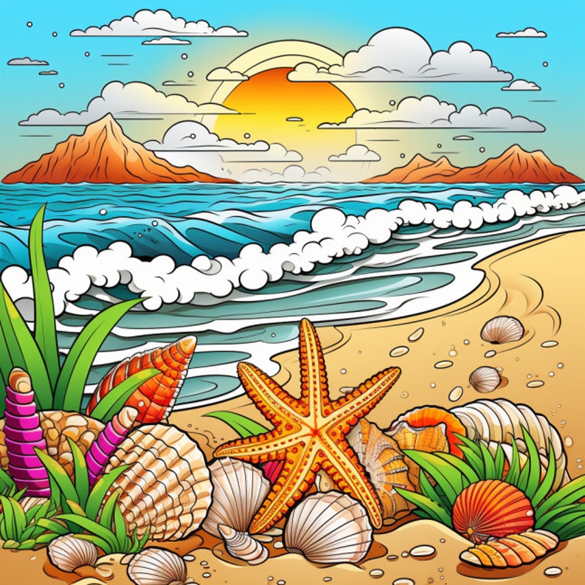 Set of 3 Colorful Beach Images, Beach Images, Colorful Ocean Images ...