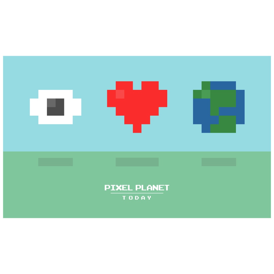 8bit Pixel Art Sticker Pack Pixel Planet Today Eye Love Earth, Space ...
