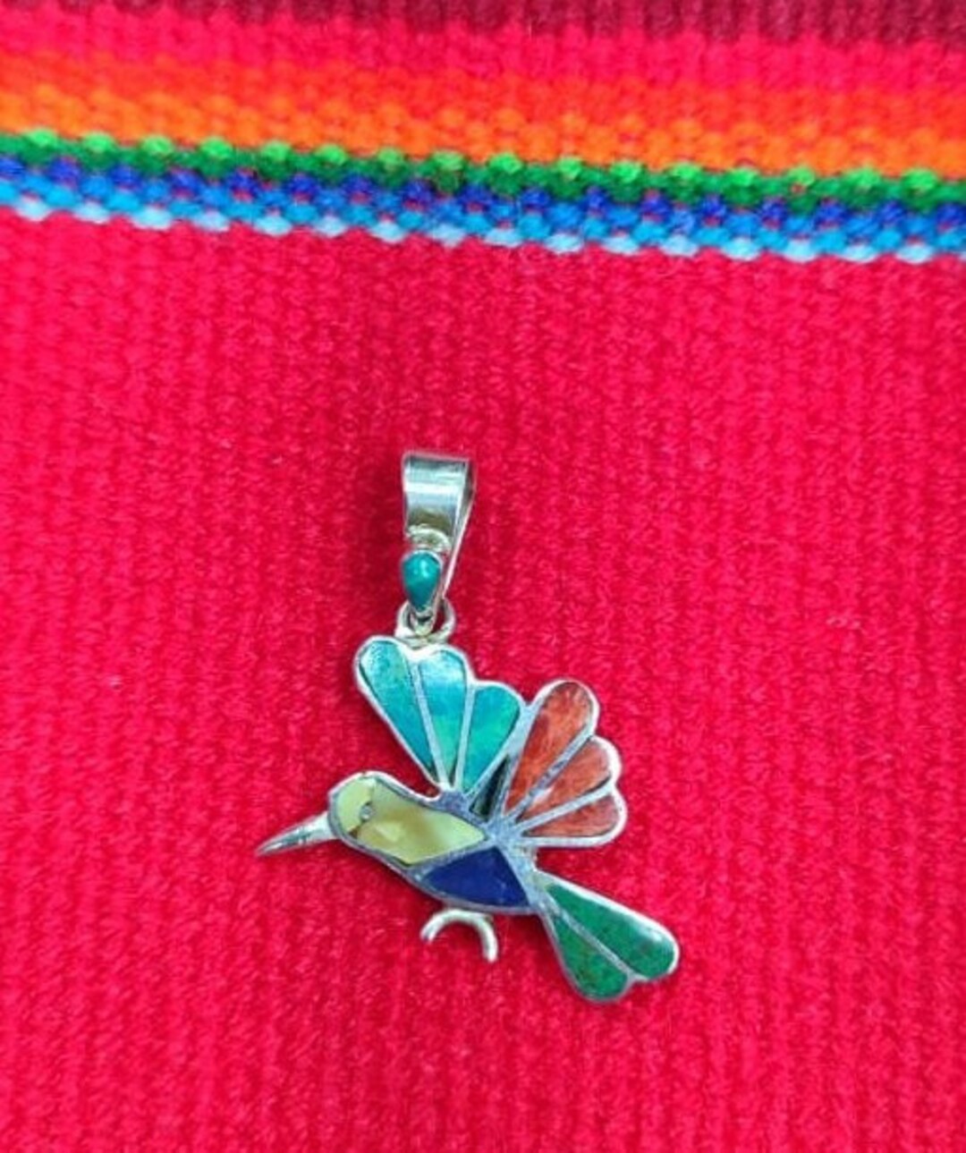 Silver Hummingbird Inlaid With Natural Stones - Etsy