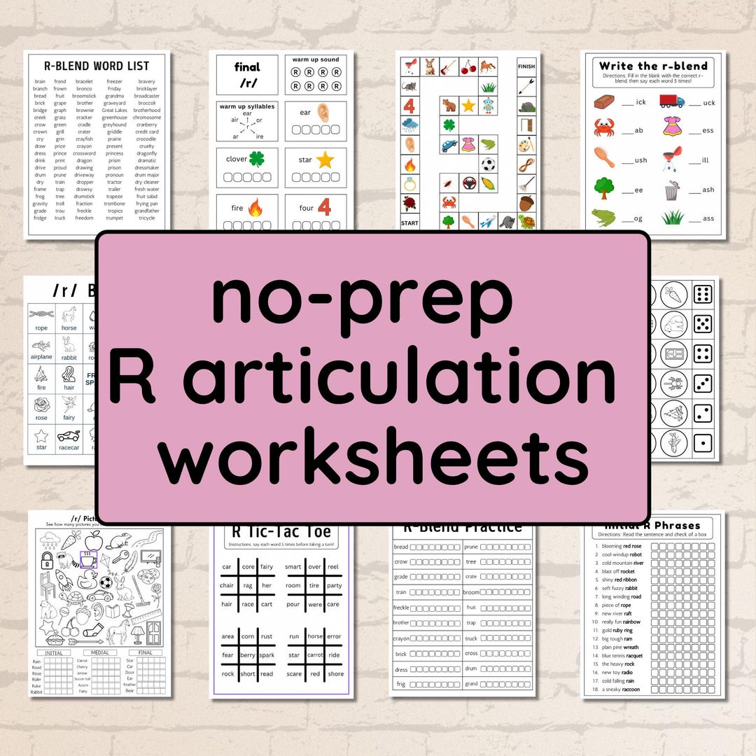 No-prep Speech Therapy Articulation Worksheets - Etsy