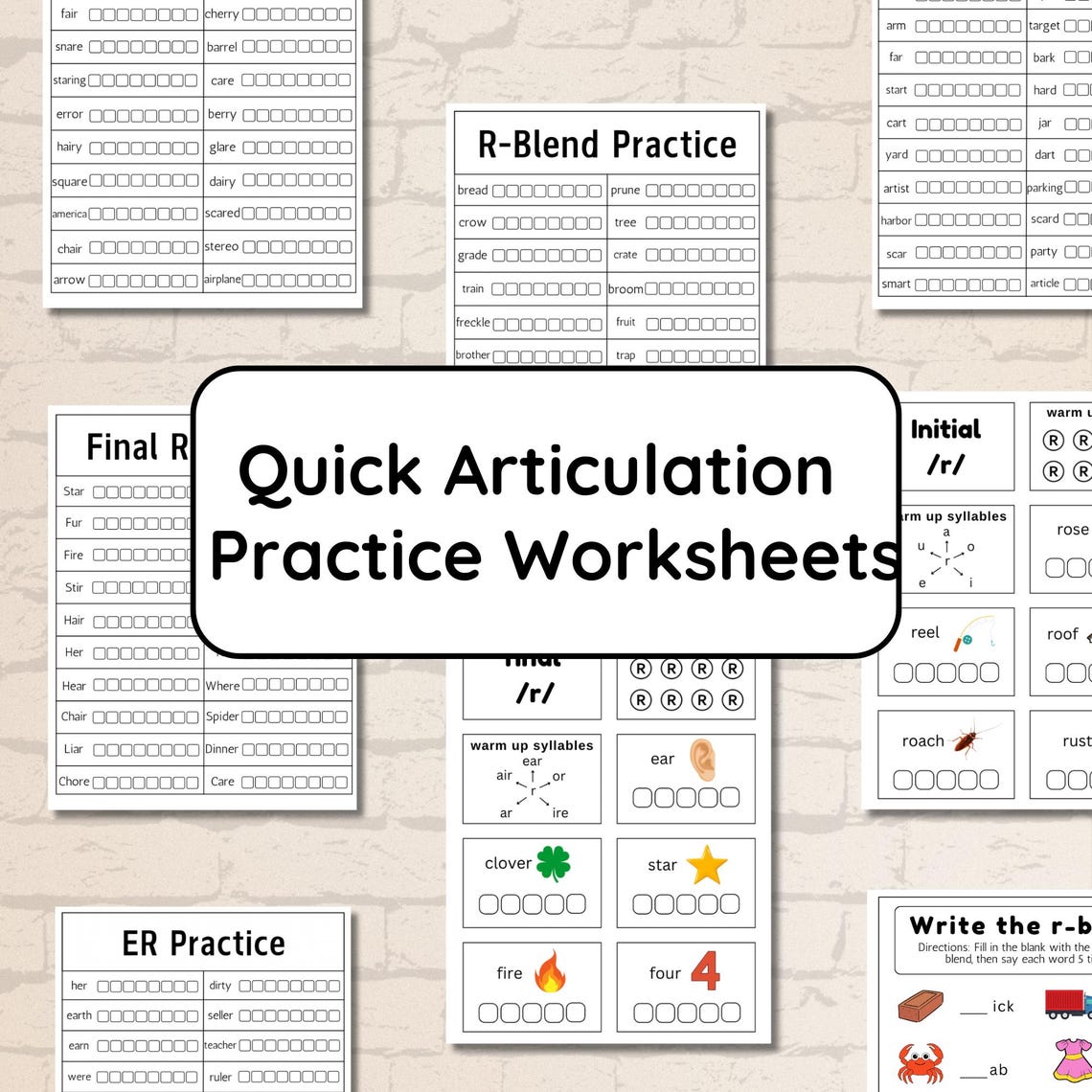 No-prep Speech Therapy Articulation Worksheets - Etsy