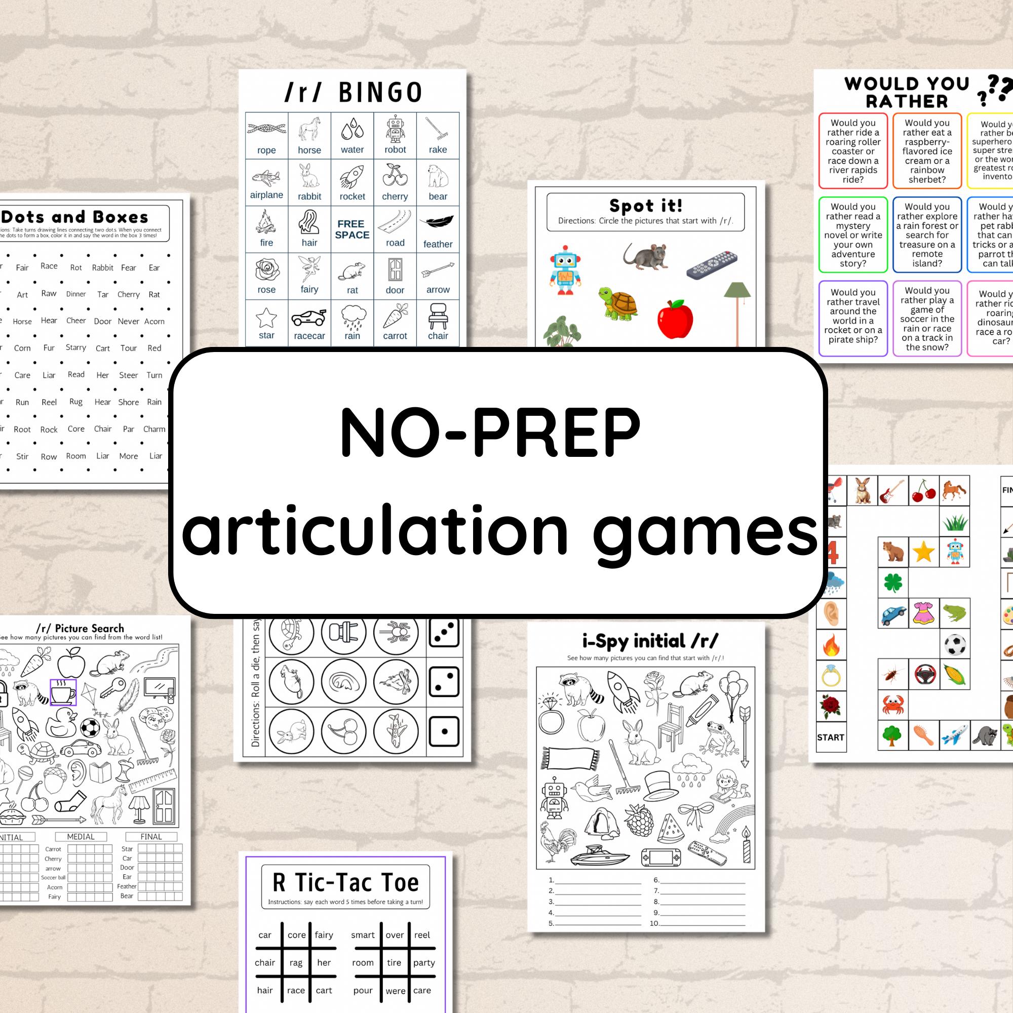 No-prep Speech Therapy Articulation Worksheets - Etsy