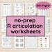 No-prep Speech Therapy Articulation Worksheets - Etsy
