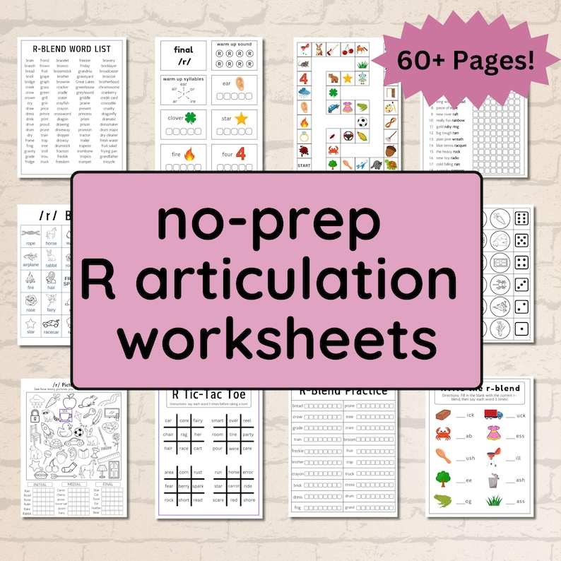 No-prep Speech Therapy Articulation Worksheets - Etsy