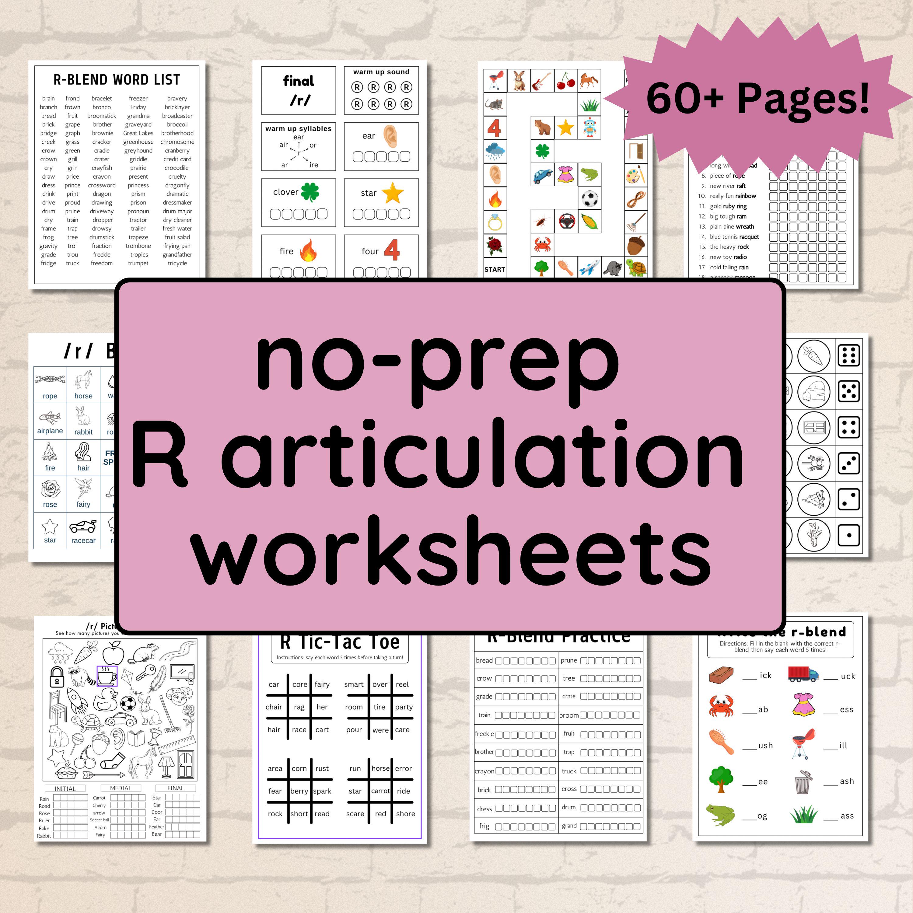 No-prep Speech Therapy Articulation Worksheets - Etsy