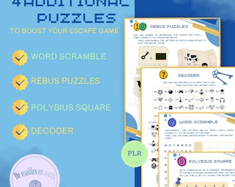 4 Word Puzzles for Kids Escape Room, Escape Game Puzzles Canva Template ...