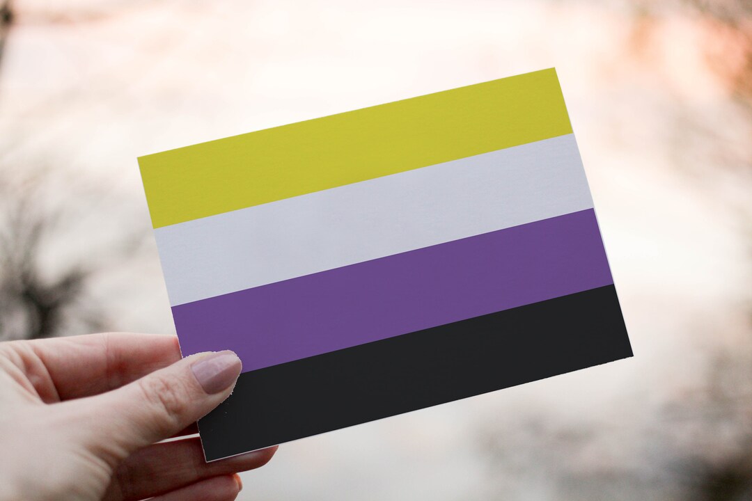 Nonbinary Flag Pride Flag Card Greeting Gard LGBT 1 off 2 Cards Code ...