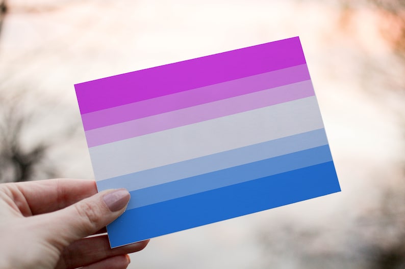 Bi-curious Flag Pride Flag Card Greeting Gard LGBT 1 off 2 Cards Code ...
