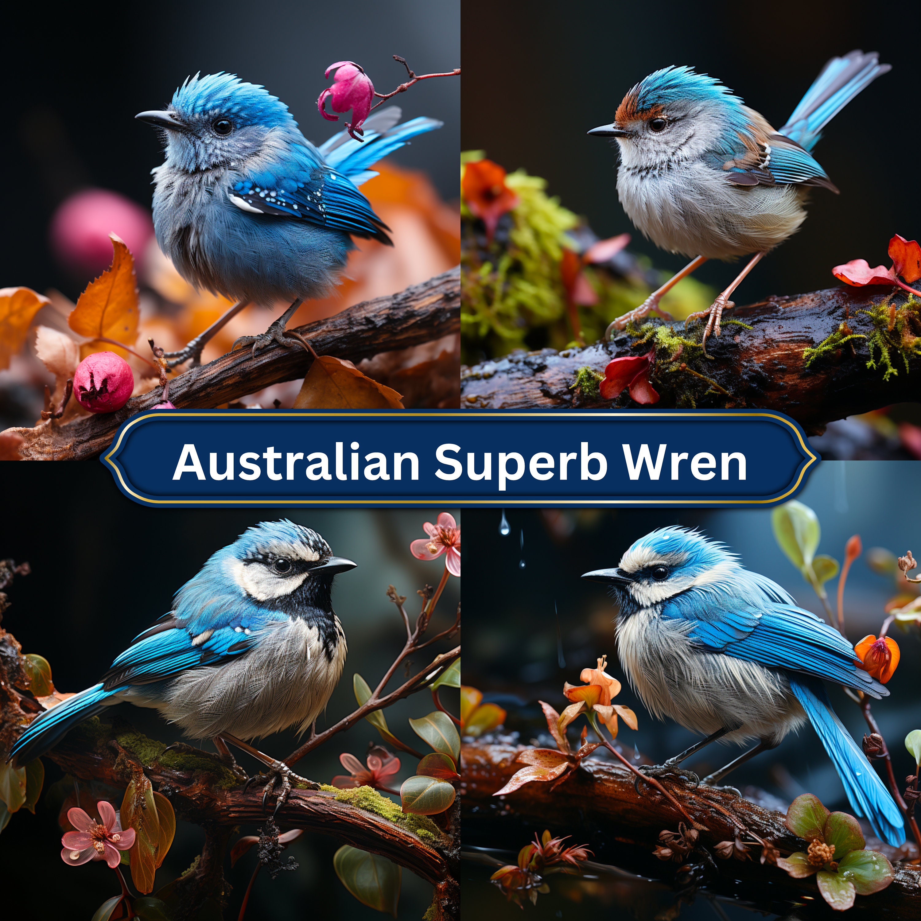 Superb Fairy Wren Blue Wren Australian Wren Bundle 8 DIGITAL - Etsy