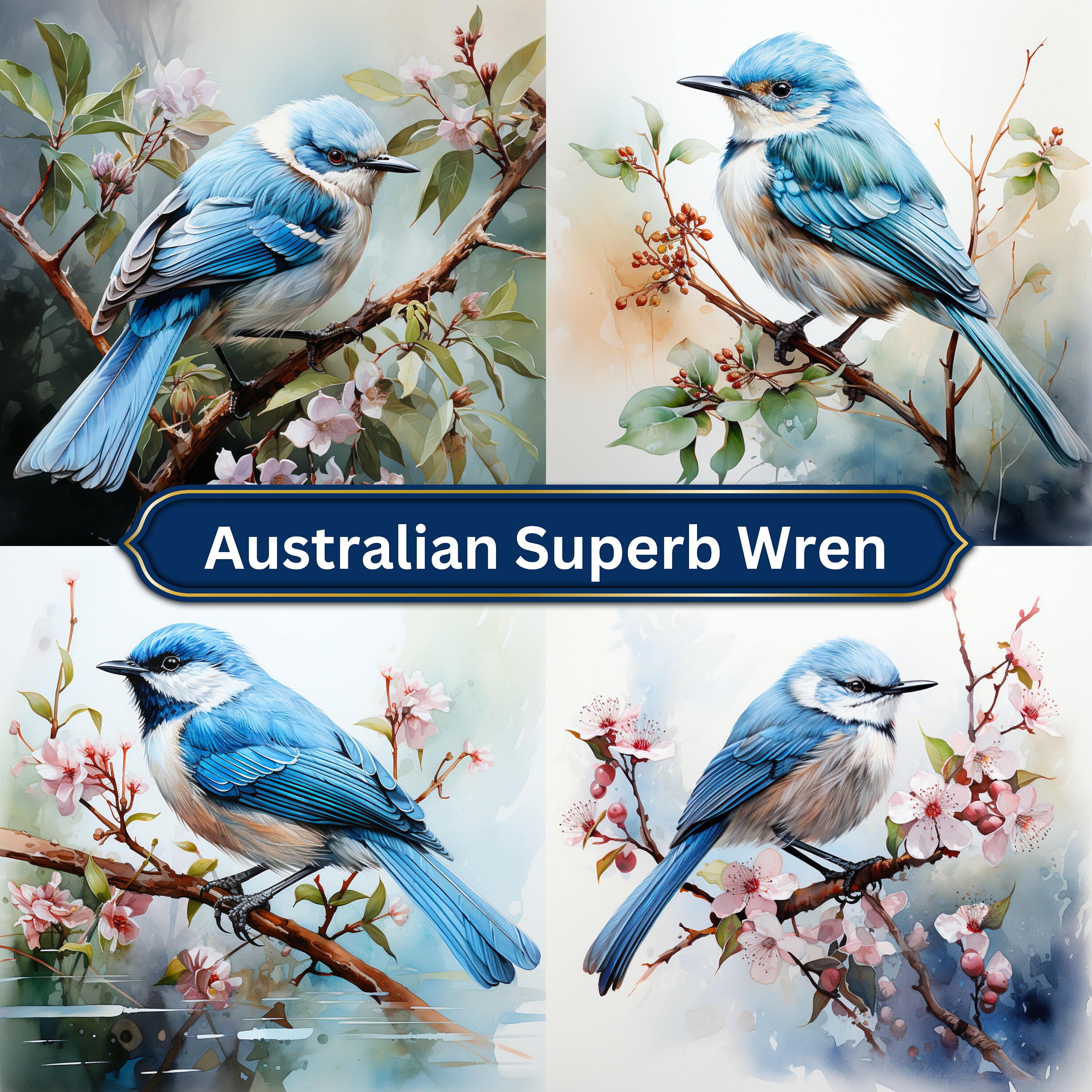 Superb Fairy Wren Blue Wren Australian Wren Bundle 8 DIGITAL - Etsy