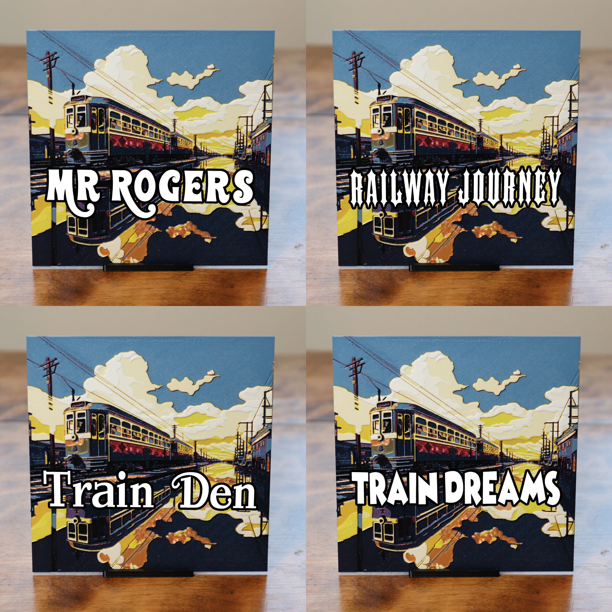 Electric Rails 3D Printed Textured Art Tile - Commuter Train, Train Art ...