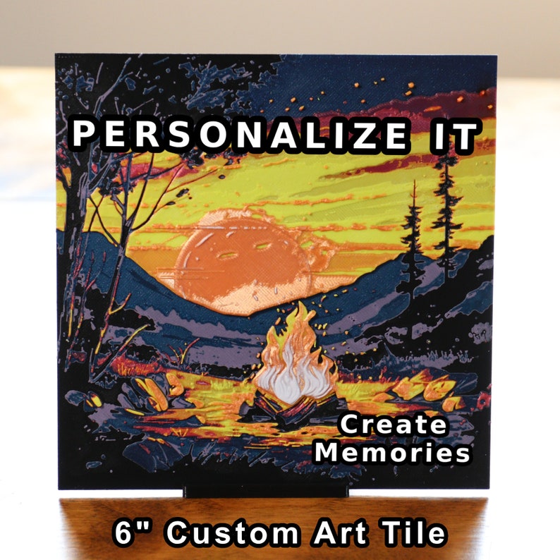 Campfire 3D Printed Textured Art Tile - Camping, Adventure, Outdoor ...