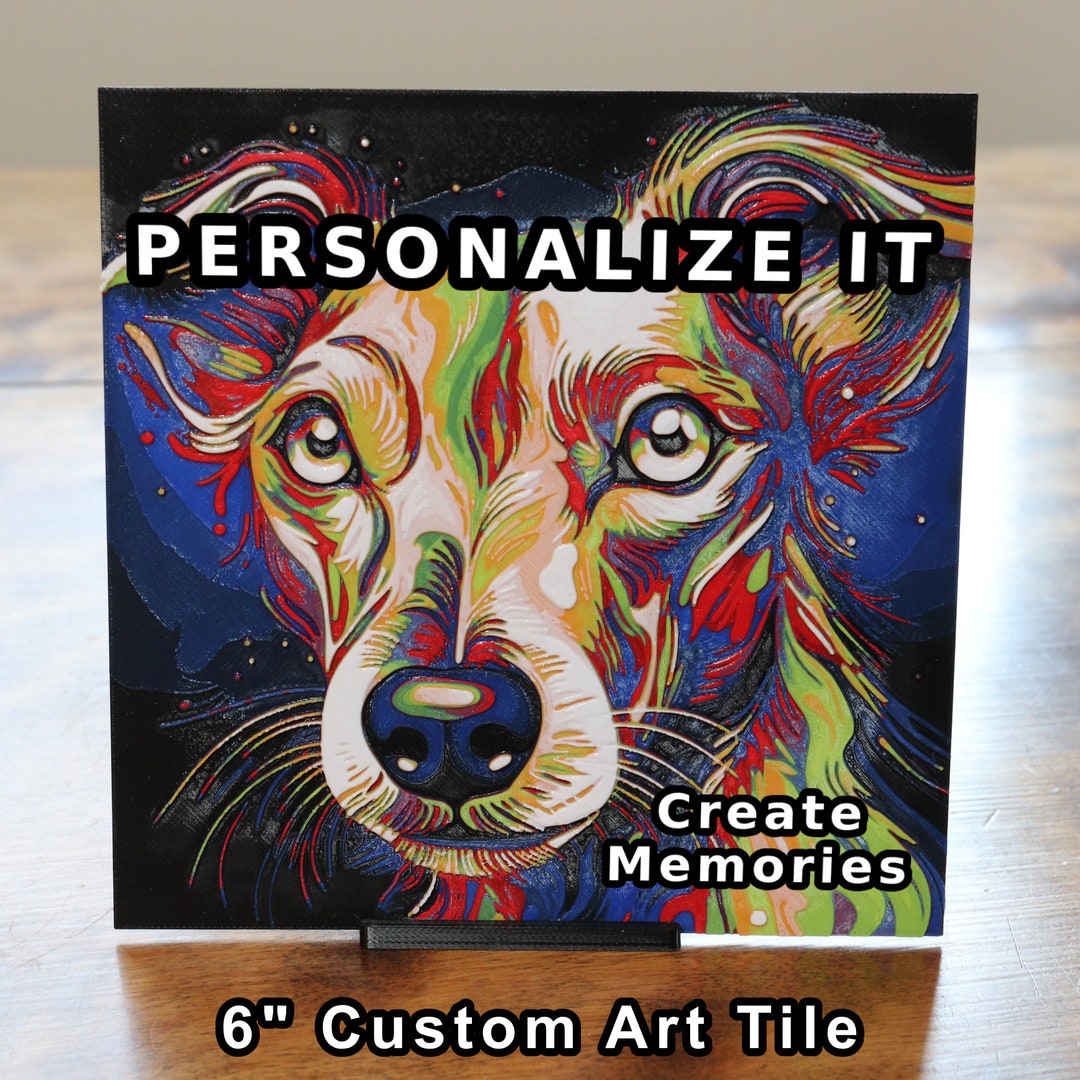 Painted Sight Hound 3D Printed Textured Art Tile - Greyhound Art ...