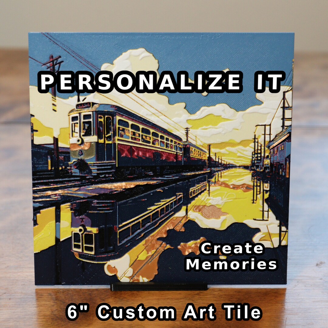 Electric Rails 3D Printed Textured Art Tile - Commuter Train, Train Art ...
