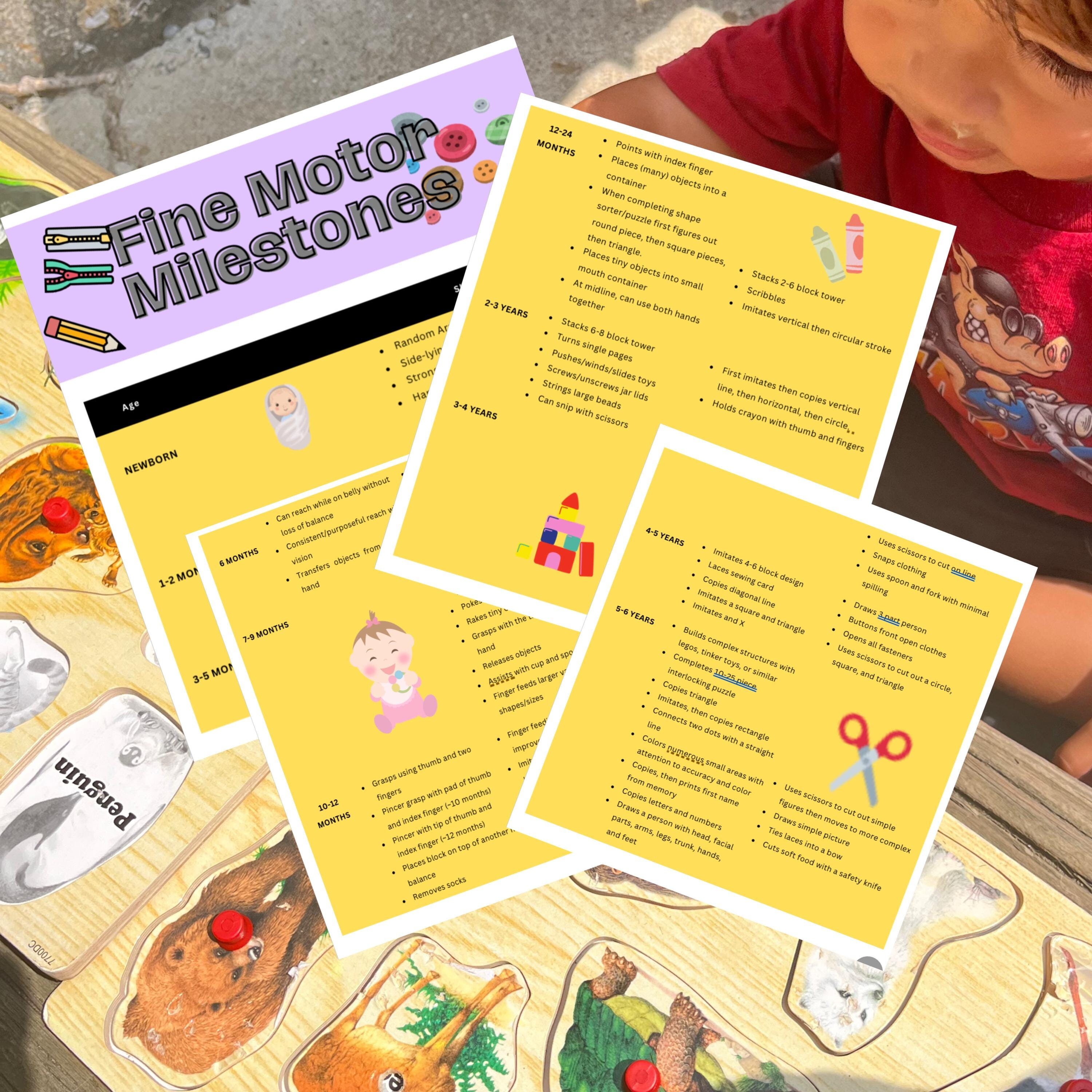 Fine Motor Milestones Pediatric Occupational Therapy Quick Guide - Etsy