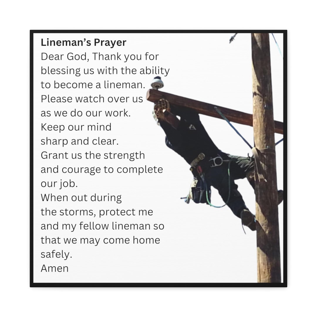 Lineman Prayer Canvas - Etsy