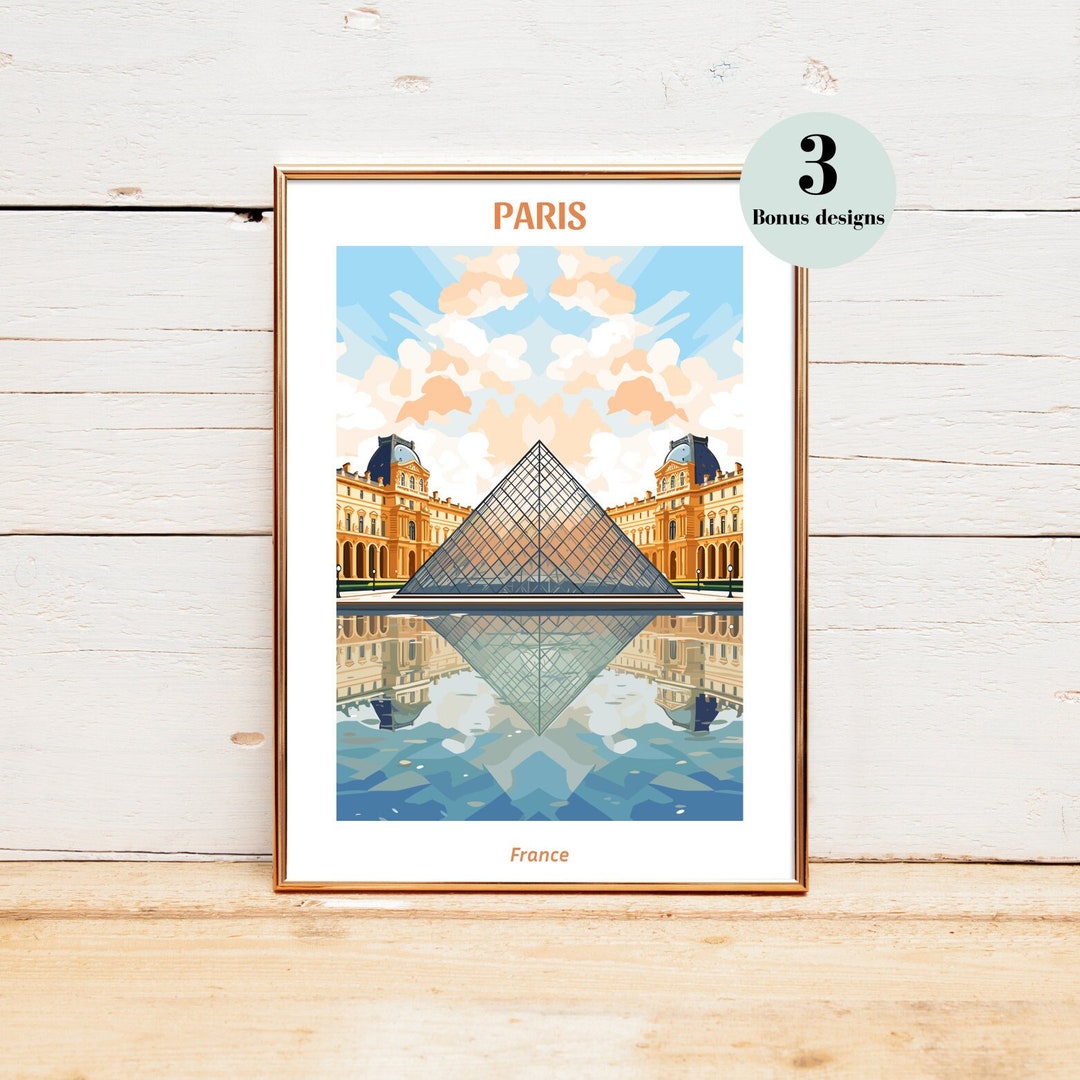 Louvre Digital Art Poster I Paris Wall Art Poster I France Gift Art ...