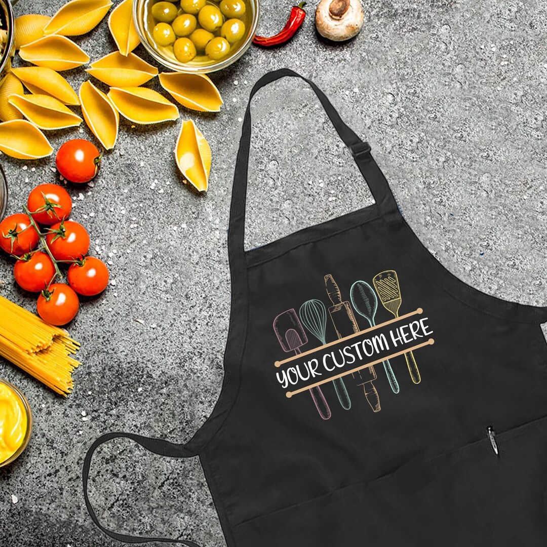 Custom Kitchen Utensils Apron, Personalized Apron, Gift Apron Mom ...