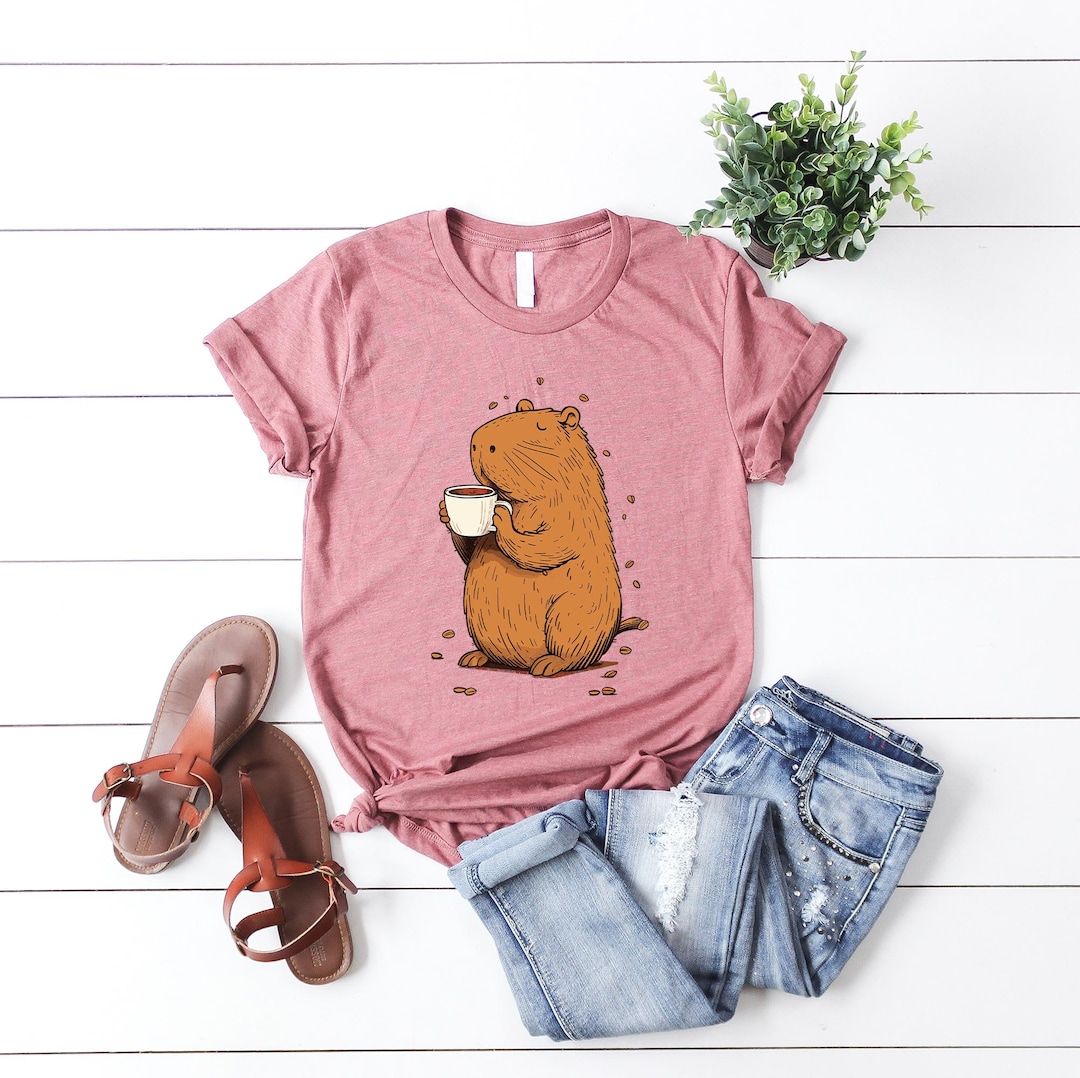 Coffeebara Shirts, Coffee and Capybara Shirt, Cute Animal Tee ...