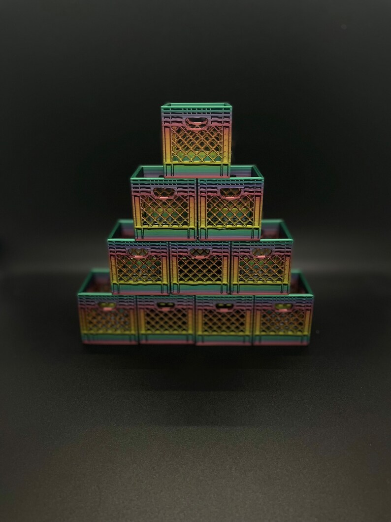 3D Printed Mini Crate: Colorful Desk Organizer - Etsy