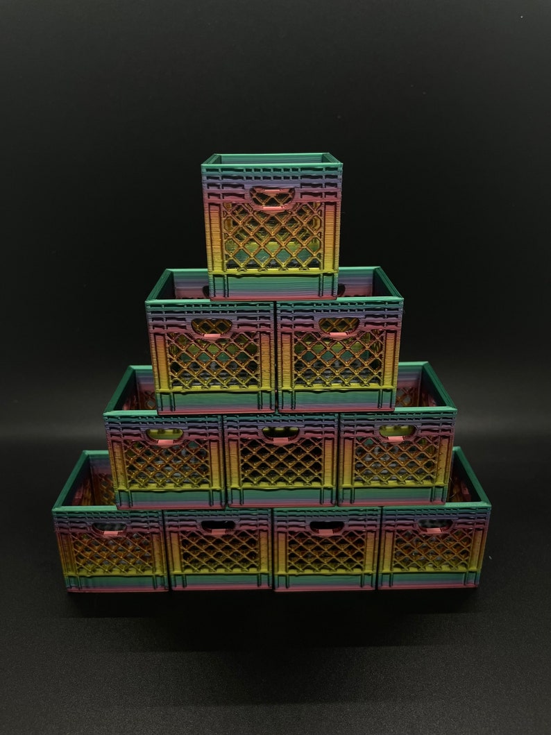 3D Printed Mini Crate: Colorful Desk Organizer - Etsy