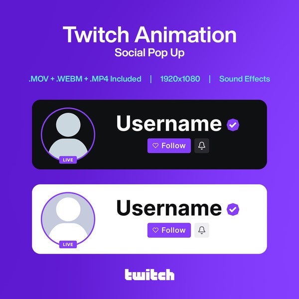 Animated Twitch Social Media Pop Up - Etsy