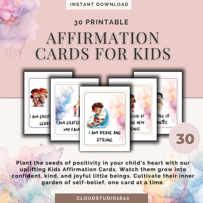 Kids Affirmation Cards - Printable Positive Messages for Children ...