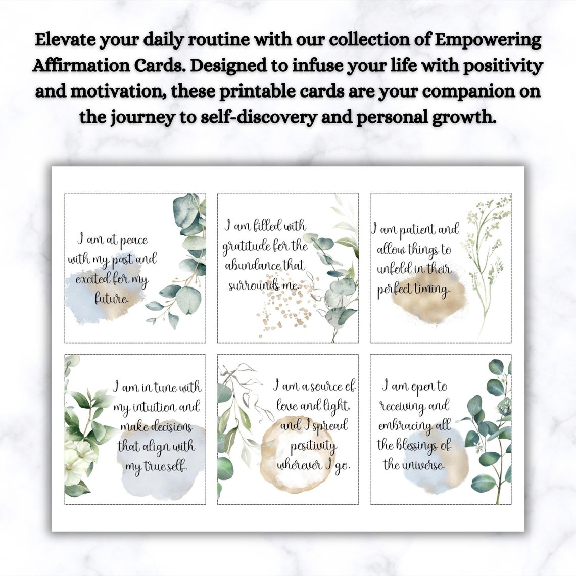 Printable Affirmation Cards Bundle Positivity, and Motivation Digital ...
