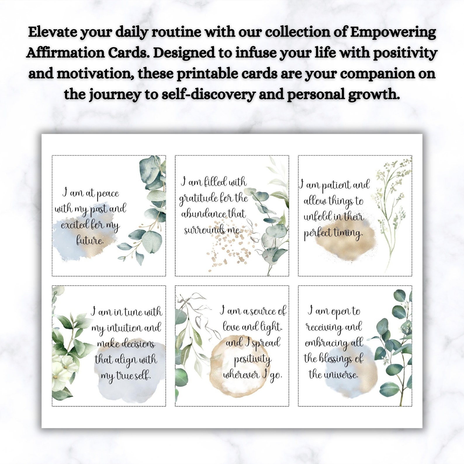 Printable Affirmation Cards Bundle Positivity, and Motivation Digital ...