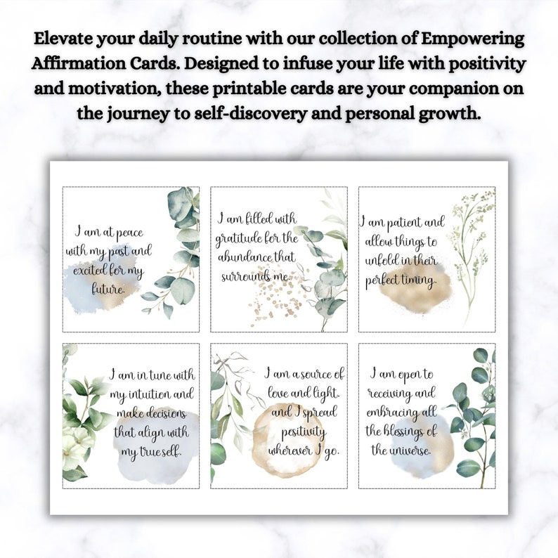 Printable Affirmation Cards Bundle Positivity, and Motivation Digital ...