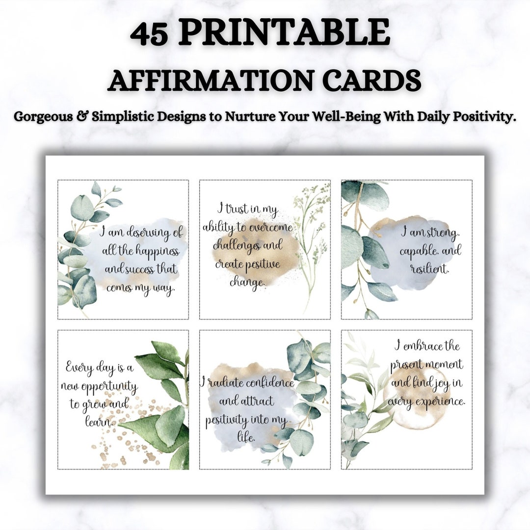 Printable Affirmation Cards Bundle Positivity, and Motivation Digital ...