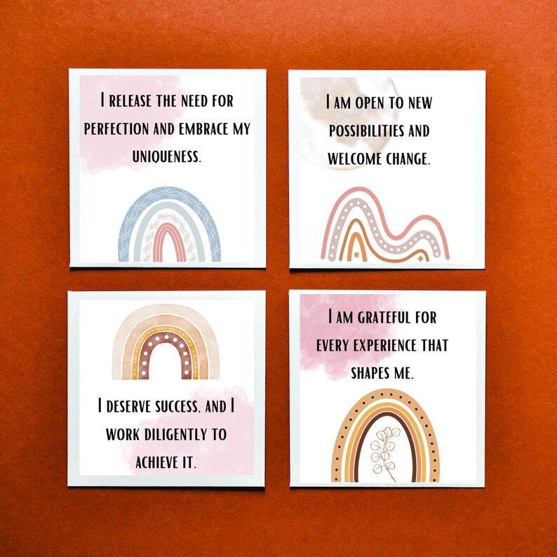 Printable Boho-style Affirmation Cards Bundle Positivity Motivation ...