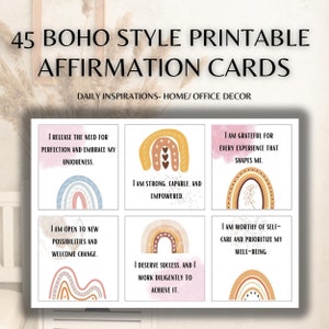 Printable Boho-style Affirmation Cards Bundle Positivity Motivation ...