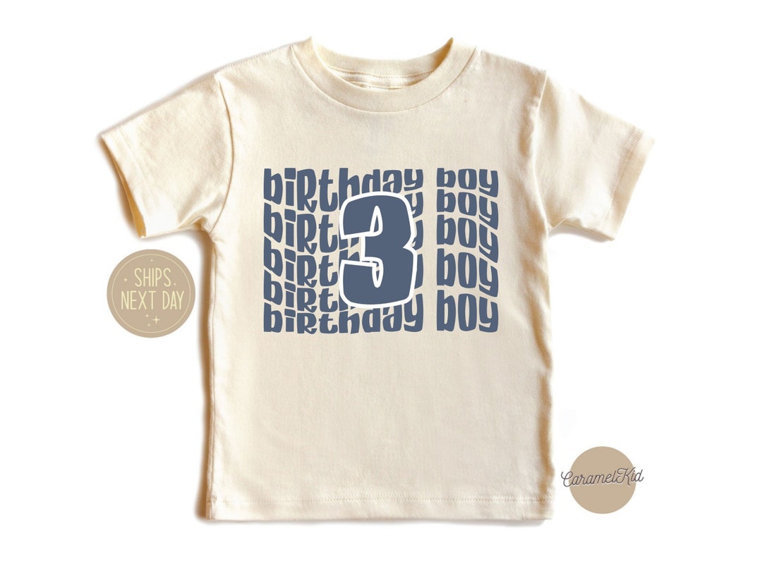 100% Cotton Birthday Boy Shirt, Custom Name Age, Third Birthday Toddler ...
