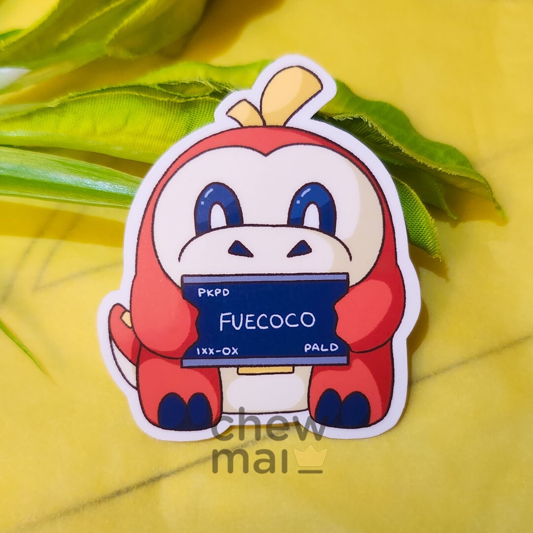 Super Cute Fuecoco Mugshot Pokemon Funny Vinyl Stickers - Etsy