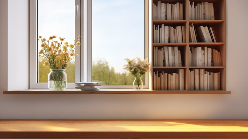 Clean Window Bookshelf Zoom Background | Professional Virtual ...