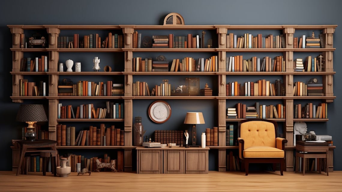 Cozy Library Home Office Zoom Background | Virtual Background for Zoom ...