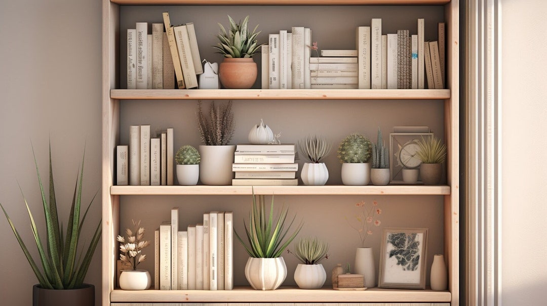 White Boho Home Office Bookshelf Zoom Background | Virtual Background ...