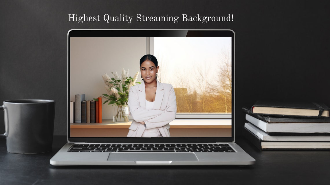 Clean Window Shelf Zoom Background Professional Virtual Background for ...