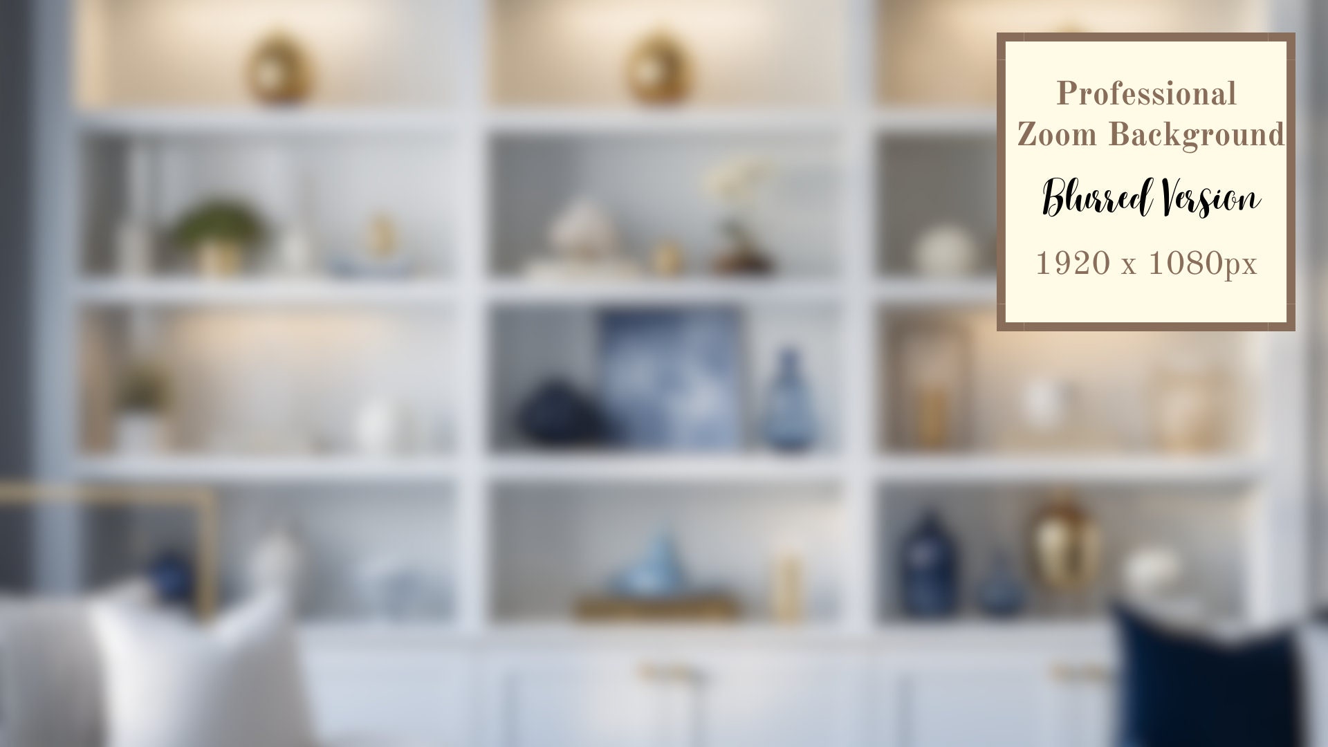 Blue Modern Office Bookcase Zoom Background | Professional Virtual ...