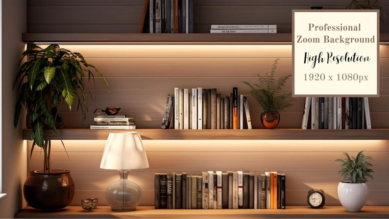 Modern Office Library Bookcase Zoom Background | Professional Virtual ...
