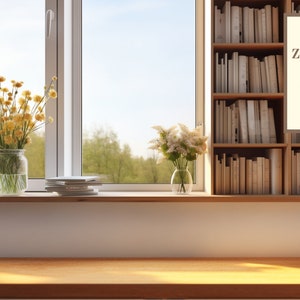 Clean Window Bookshelf Zoom Background | Professional Virtual ...
